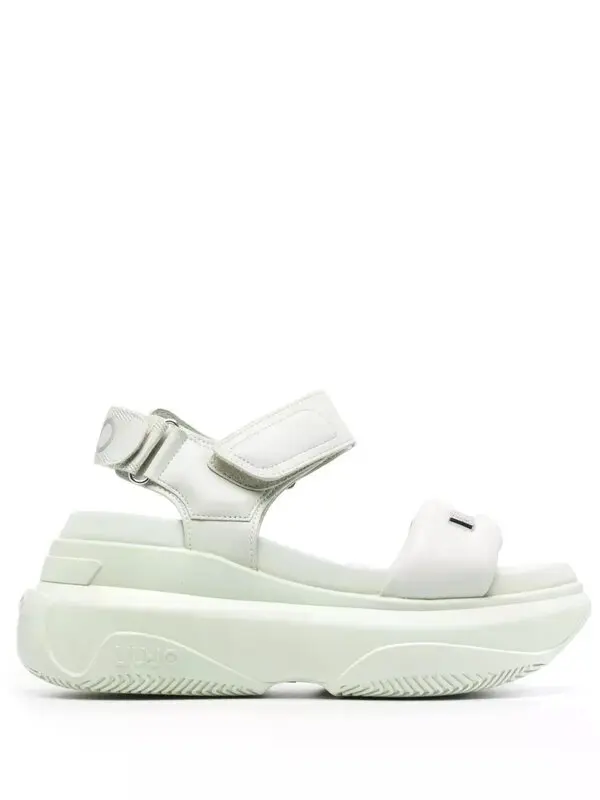 Liu Jo Open-toe Platform Sandals With Silver-tone Logo Plaque - Green