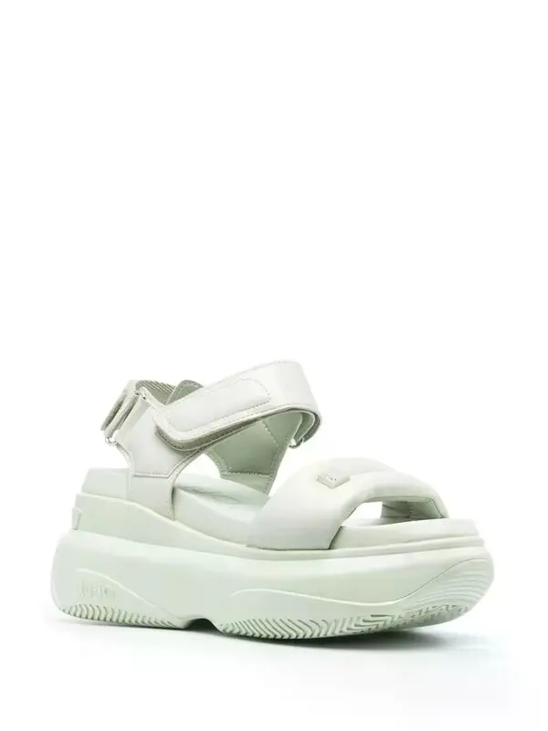 Liu Jo Open-toe Platform Sandals With Silver-tone Logo Plaque - Green