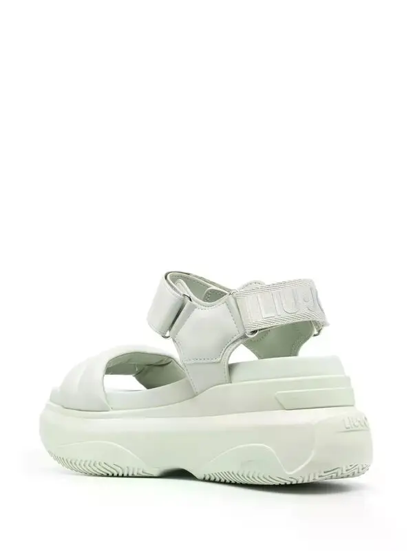 Liu Jo Open-toe Platform Sandals With Silver-tone Logo Plaque - Green