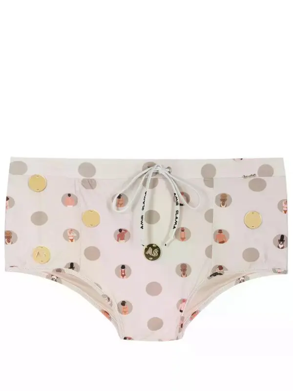 AMIR SLAMA Graphic-print Swim Trunks - Neutrals