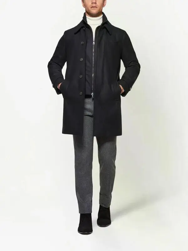 NORWEGIAN WOOL Down-lined Wool Coat - Black