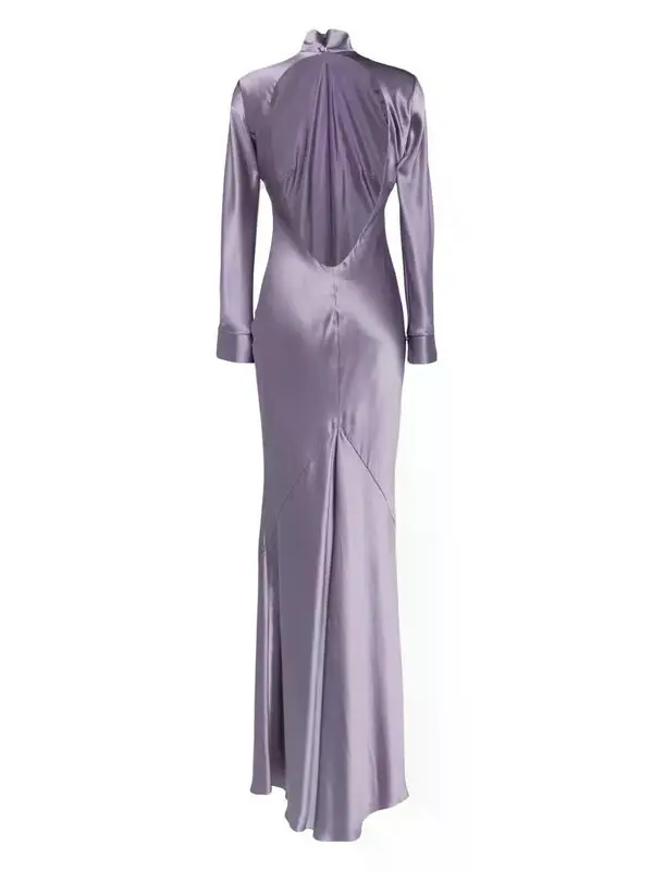 Michelle Mason Long Sleeve Silk Gown