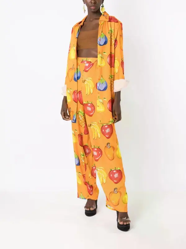 AMIR SLAMA Fruit-print Straight Trousers