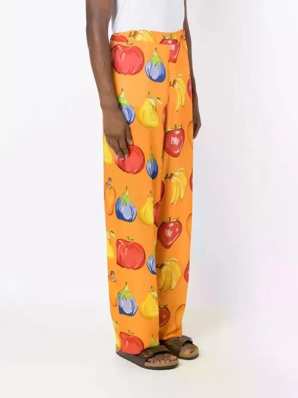 AMIR SLAMA Fruit-print Straight Trousers