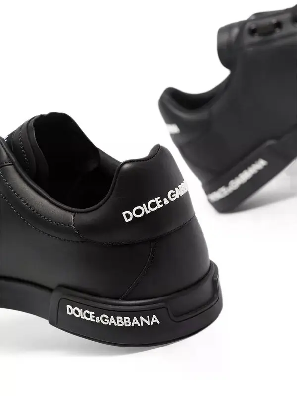 Dolce & Gabbana Portofino Logo-detail Leather Sneakers - Black