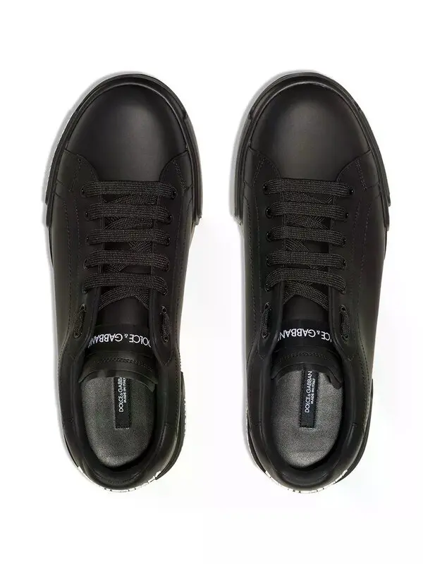 Dolce & Gabbana Portofino Logo-detail Leather Sneakers - Black