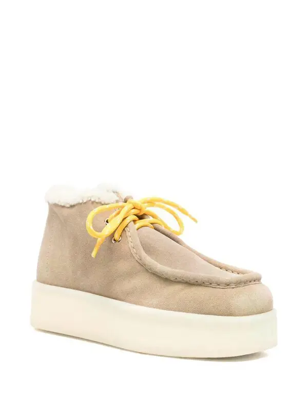 Miu Miu 45mm Suede Flatform Boots - Neutrals