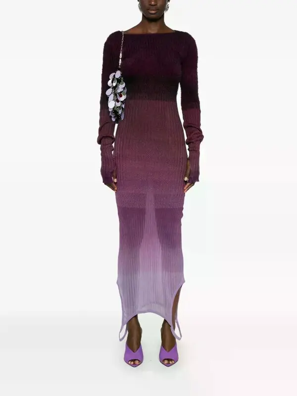 Attico Ombré Ribbed-knit Midi Dress