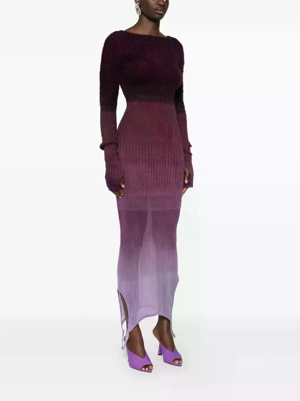 Attico Ombré Ribbed-knit Midi Dress