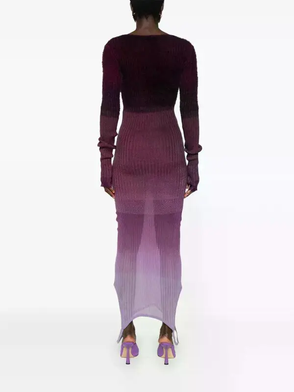 Attico Ombré Ribbed-knit Midi Dress