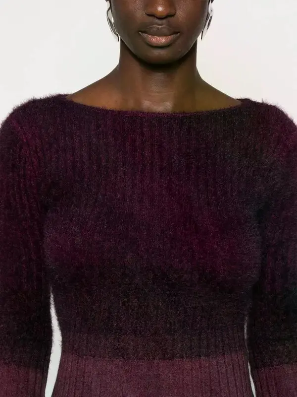 Attico Ombré Ribbed-knit Midi Dress