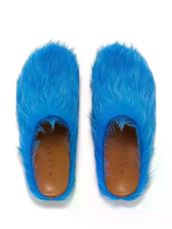 Marni Fussbet Calf-hair Slippers - Blue