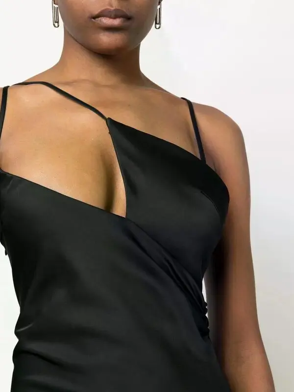 Attico Melva Satin Long Dress - Black