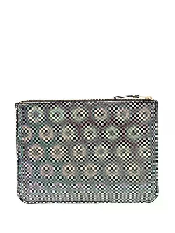 Comme Des Garçons Holographic Hexagonal-print Pouch