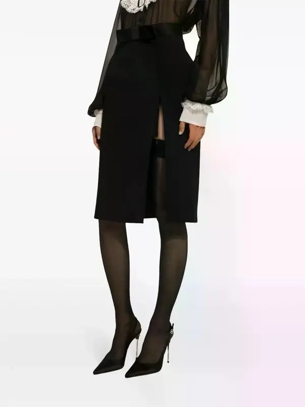 Dolce & Gabbana Virgin Wool-blend Skirt With Bow Detail