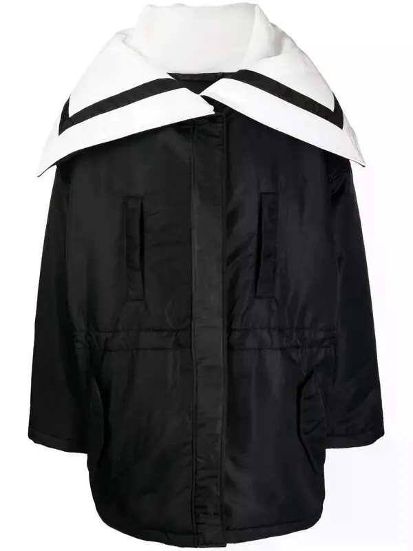 Goen.j Sailor-collar Padded Coat - Black