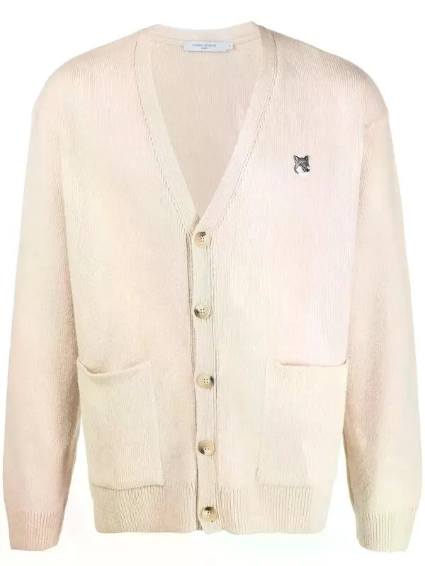 Maison Kitsuné Fox Head Patch Wool Cardigan - Neutrals