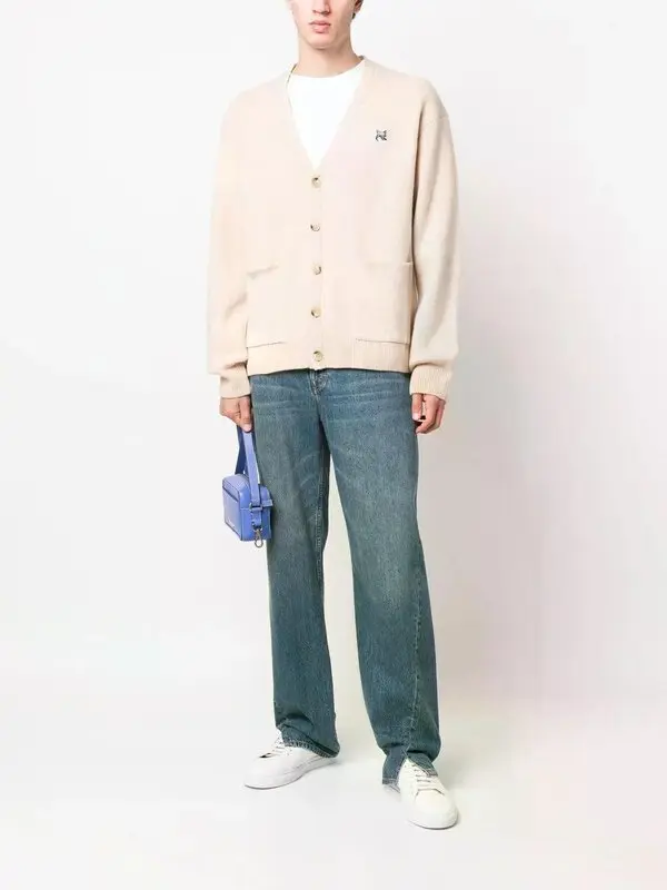 Maison Kitsuné Fox Head Patch Wool Cardigan - Neutrals