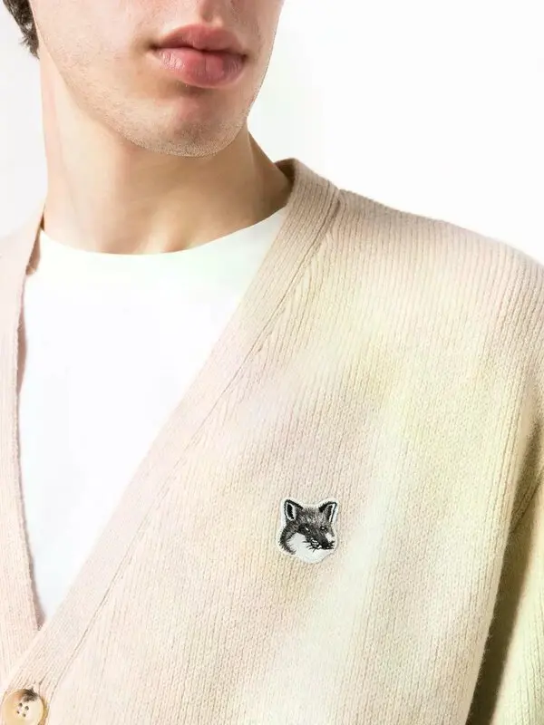 Maison Kitsuné Fox Head Patch Wool Cardigan - Neutrals