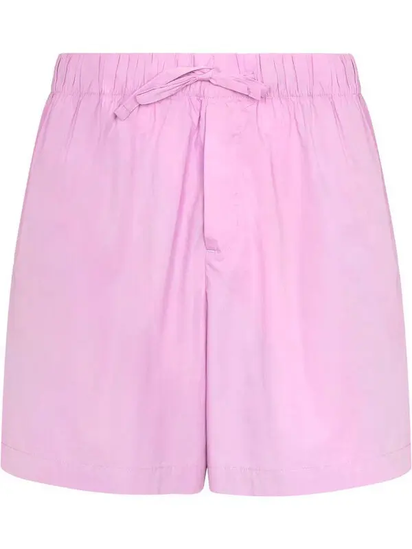 TEKLA High-waist Drawstring Poplin Shorts - Purple
