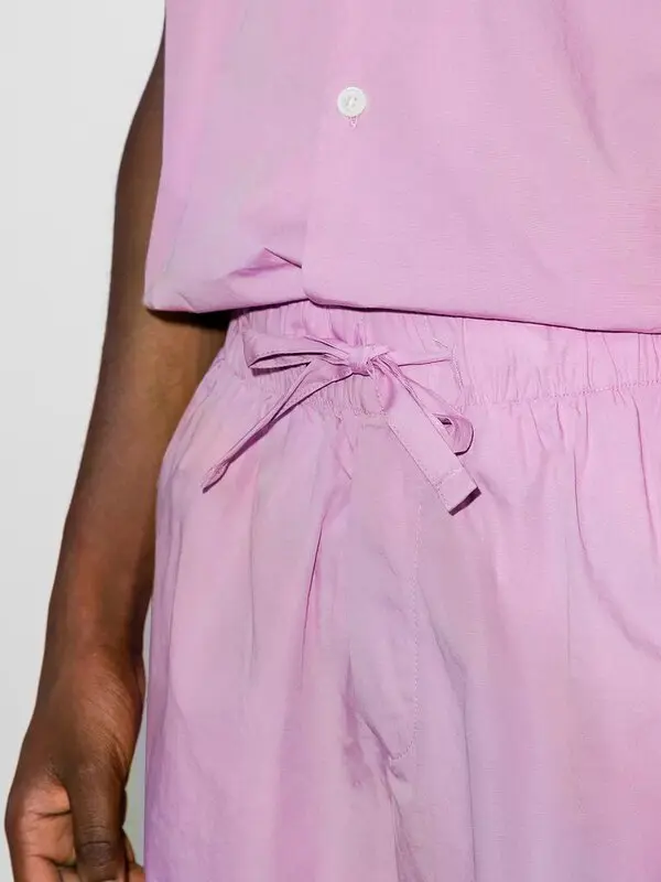 TEKLA High-waist Drawstring Poplin Shorts - Purple