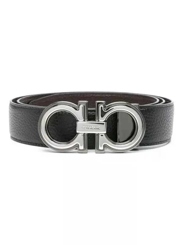 FERRAGAMO Reversible Gancio Buckle Belt - Black