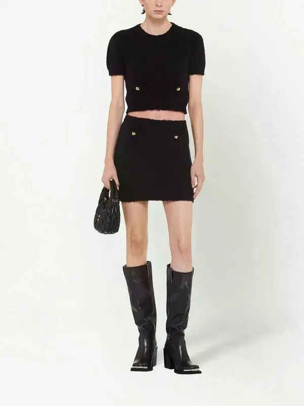 Miu Miu High-waisted Bouclé Miniskirt