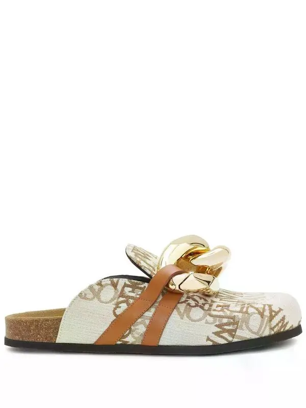 JW Anderson Chain Logo Grid Mules - Neutrals