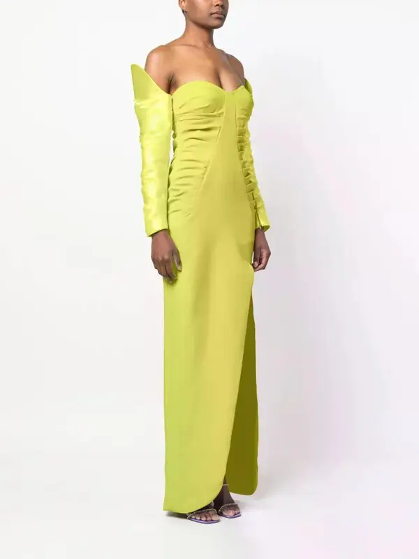 GABY CHARBACHY Off-shoulder Ruched Gown