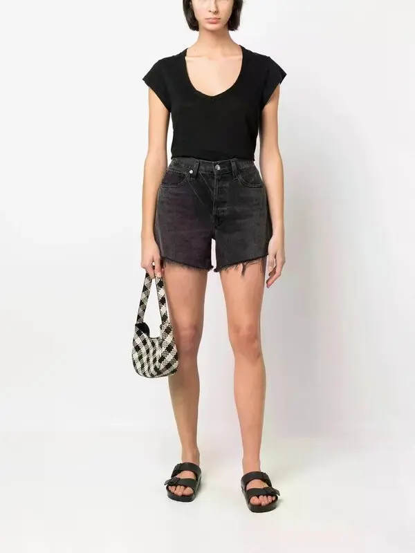 MARANT ETOILE Zankou Linen Short-sleeve Top - Black