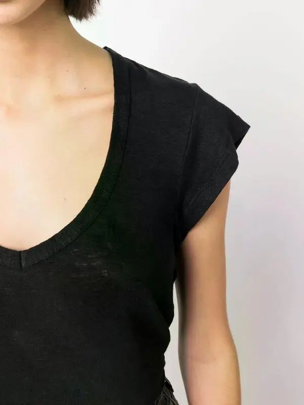 MARANT ETOILE Zankou Linen Short-sleeve Top - Black