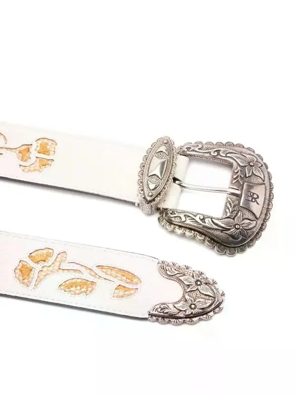 Ermanno Scervino Floral-engraved Belt - White