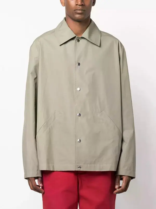 JIL SANDER Logo-print Cotton Shirt Jacket - Green