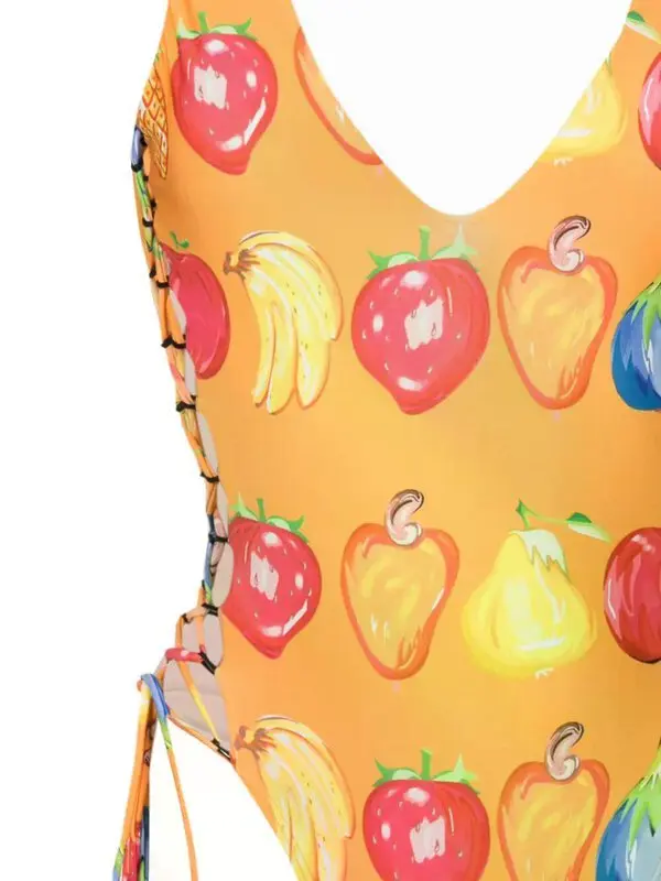 AMIR SLAMA Fruit-print Open-back Swimsuit