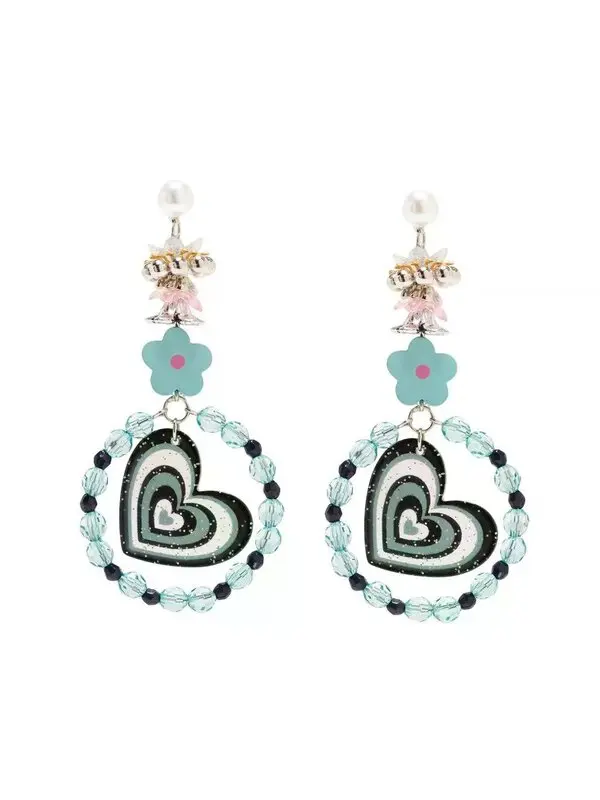 AMIR SLAMA Heart-embellished Drop Earrings - Blue