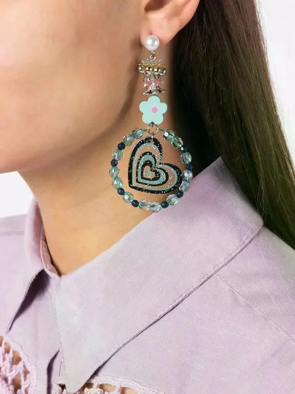 AMIR SLAMA Heart-embellished Drop Earrings