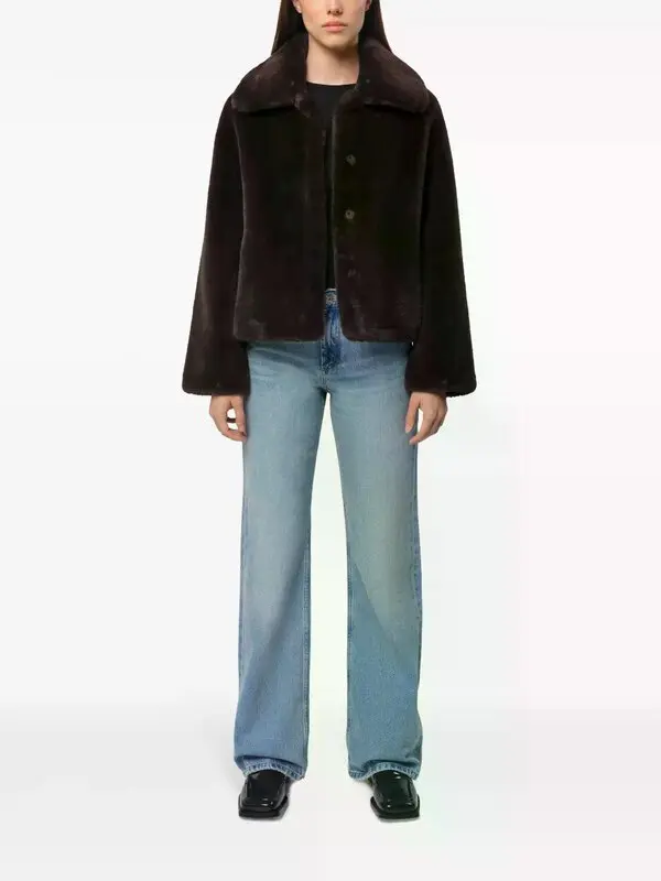 Apparis Wide-collar Faux Fur Jacket - Brown