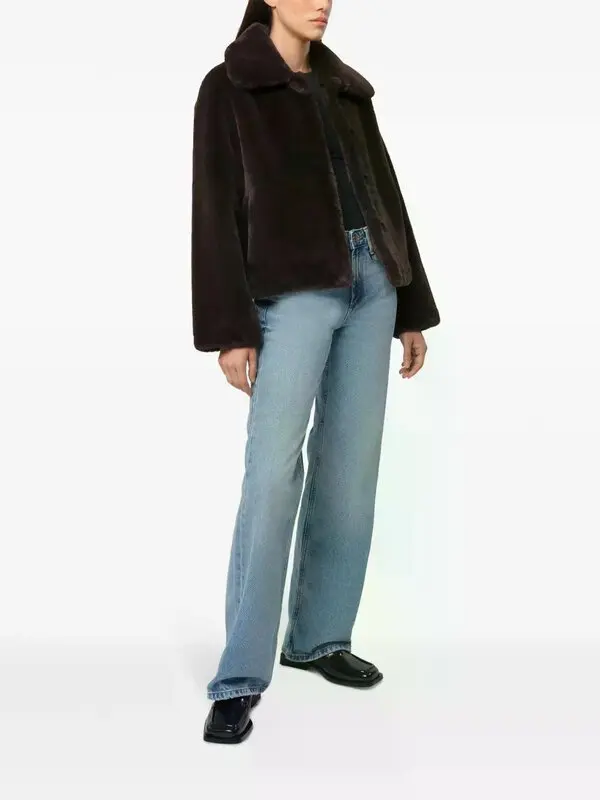 Apparis Wide-collar Faux Fur Jacket - Brown