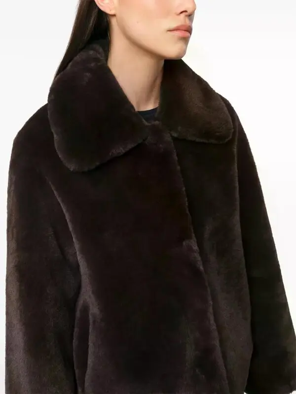 Apparis Wide-collar Faux Fur Jacket - Brown