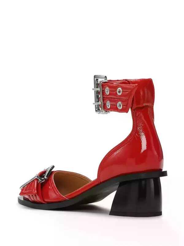 GANNI Buckled Open Cut Pumps - Red