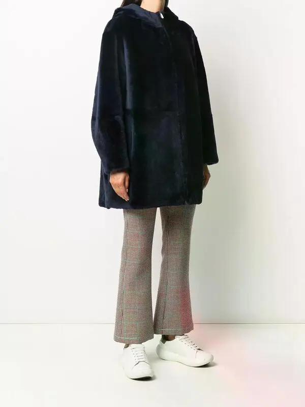 LISKA Reversible Hooded Lamb Fur Coat