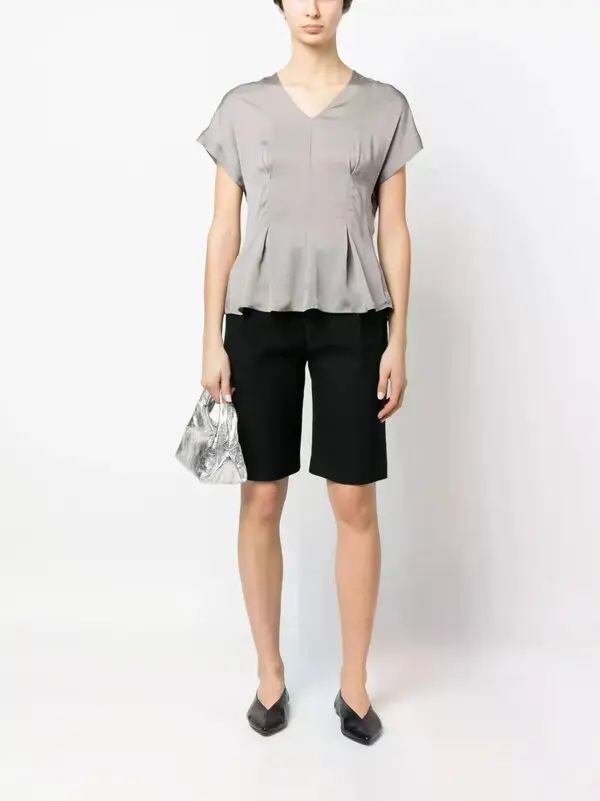 Aspesi Satin-finish Flared Blouse - Grey