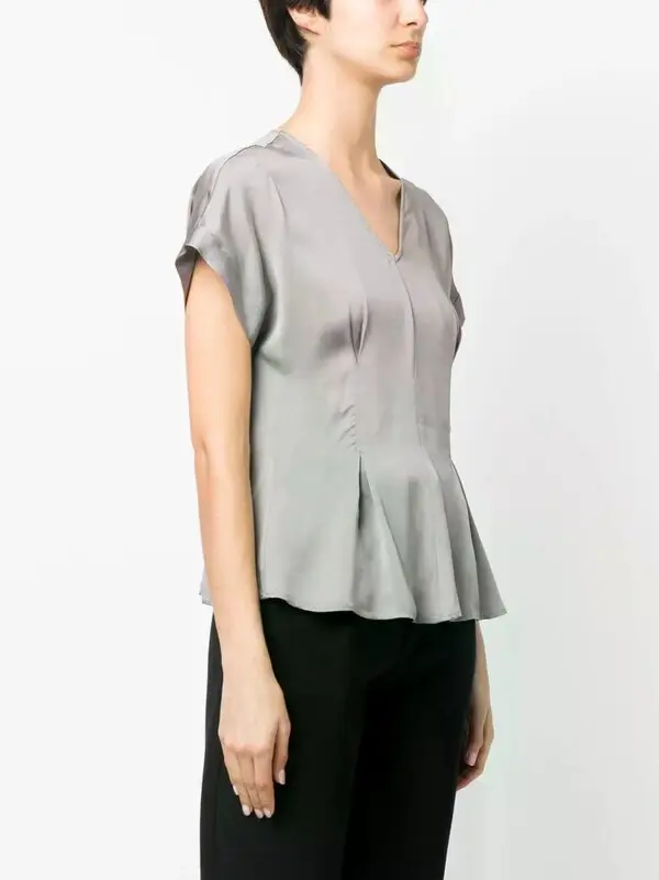 Aspesi Satin-finish Flared Blouse - Grey
