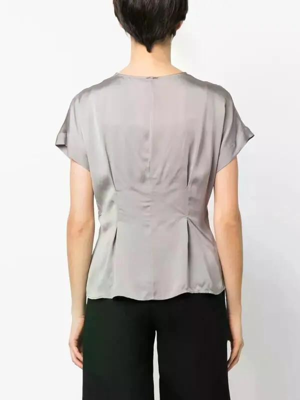 Aspesi Satin-finish Flared Blouse - Grey