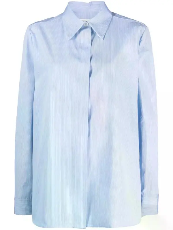 JIL SANDER Concealed-fastening Striped Cotton Shirt