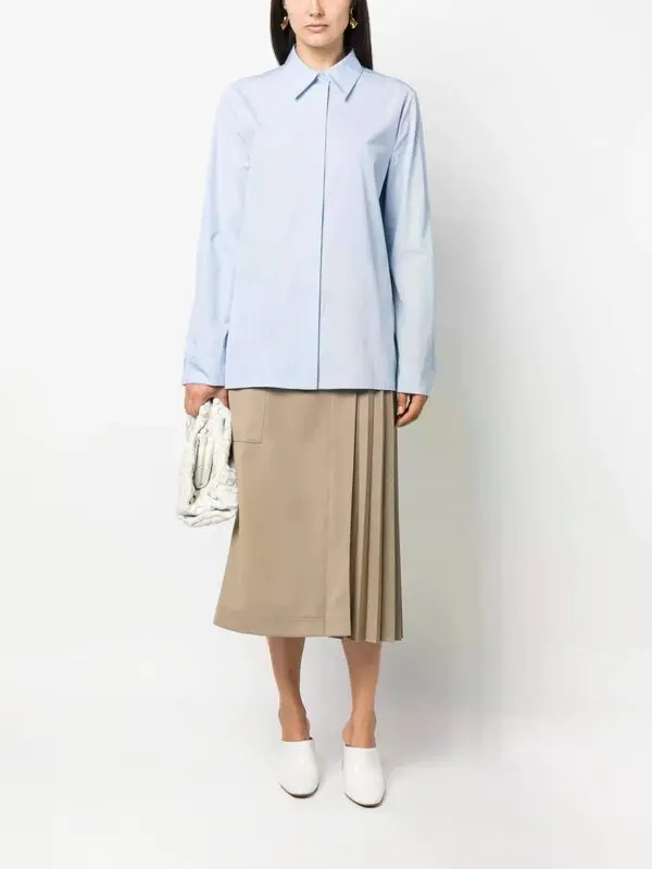 JIL SANDER Concealed-fastening Striped Cotton Shirt