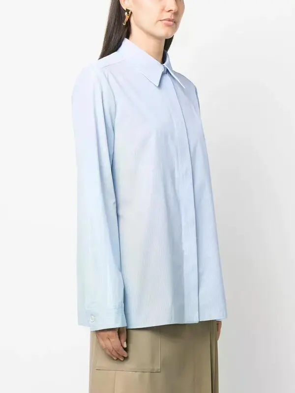 JIL SANDER Concealed-fastening Striped Cotton Shirt