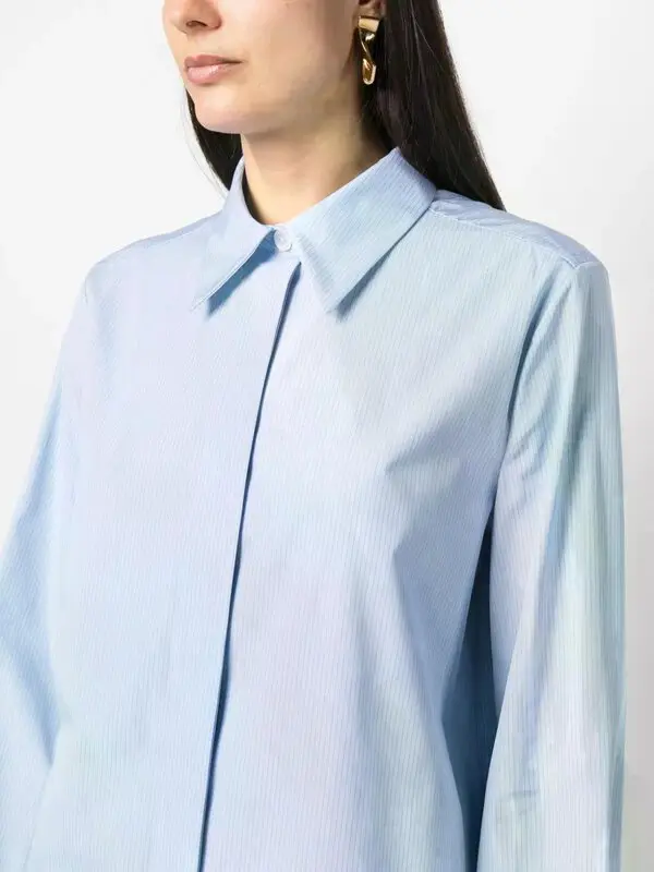JIL SANDER Concealed-fastening Striped Cotton Shirt