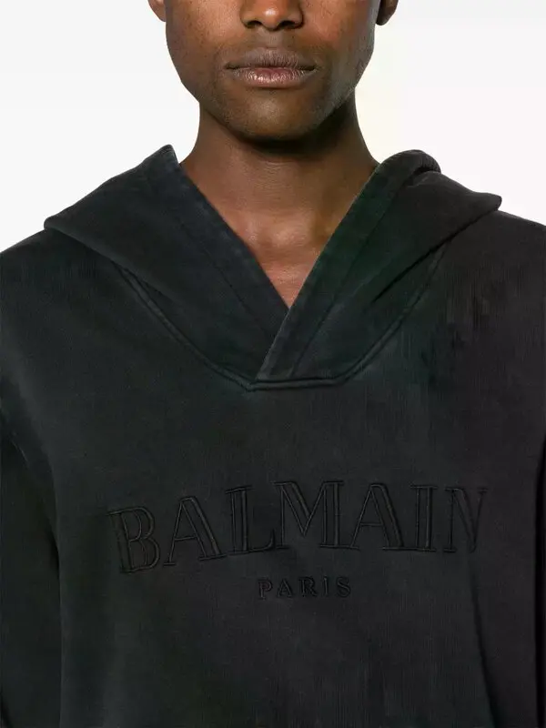 Balmain Logo-embroidered Cotton Hoodie
