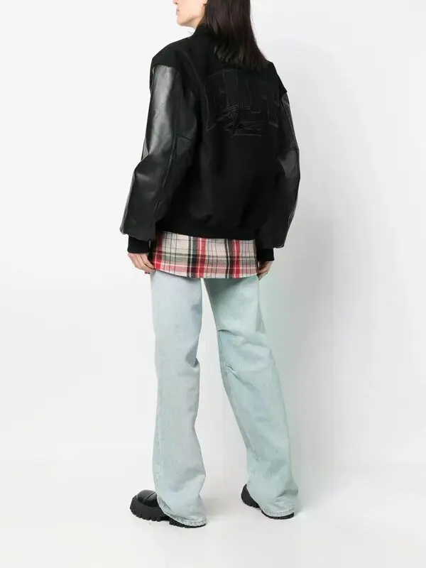 VTMNTS Logo-patch Long-sleeve Bomber Jacket - Black